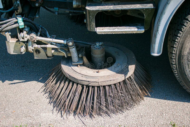 Close-up Sweeper Machine Cleaning. Stock Image - Image of rubbish ...