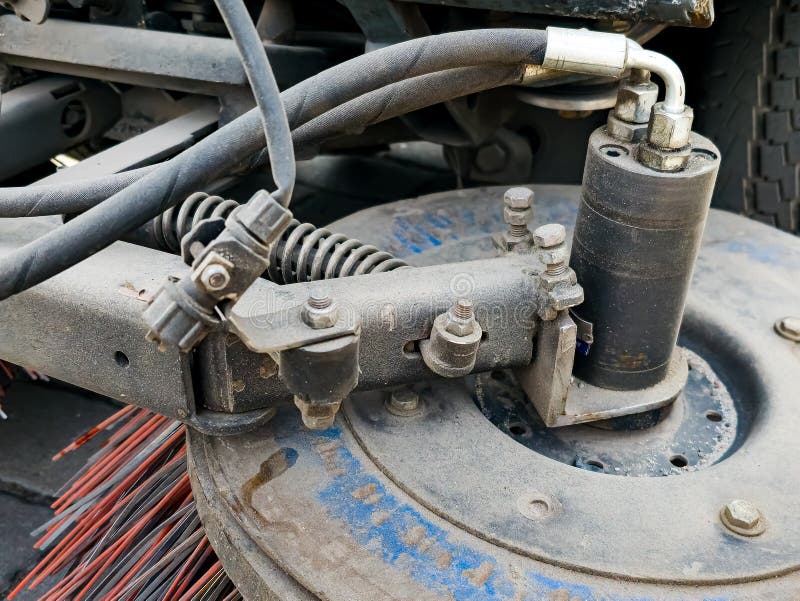 Close-up Sweeper Machine Cleaning. Concept Clean Streets from Debris ...