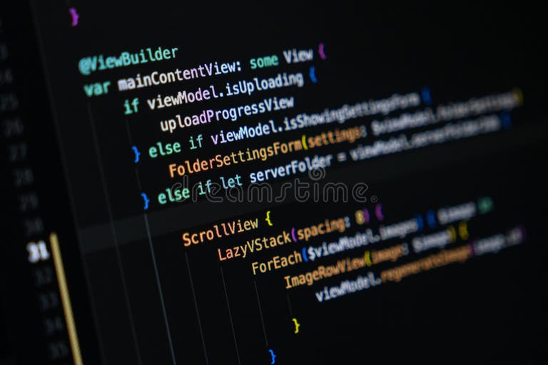 Close-up of Swift Programming Code on a Computer Screen Showing Mobile ...
