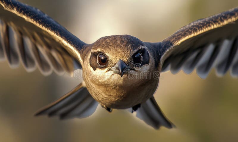 A Close-up of a Swifts Face in Flight Stock Illustration - Illustration ...