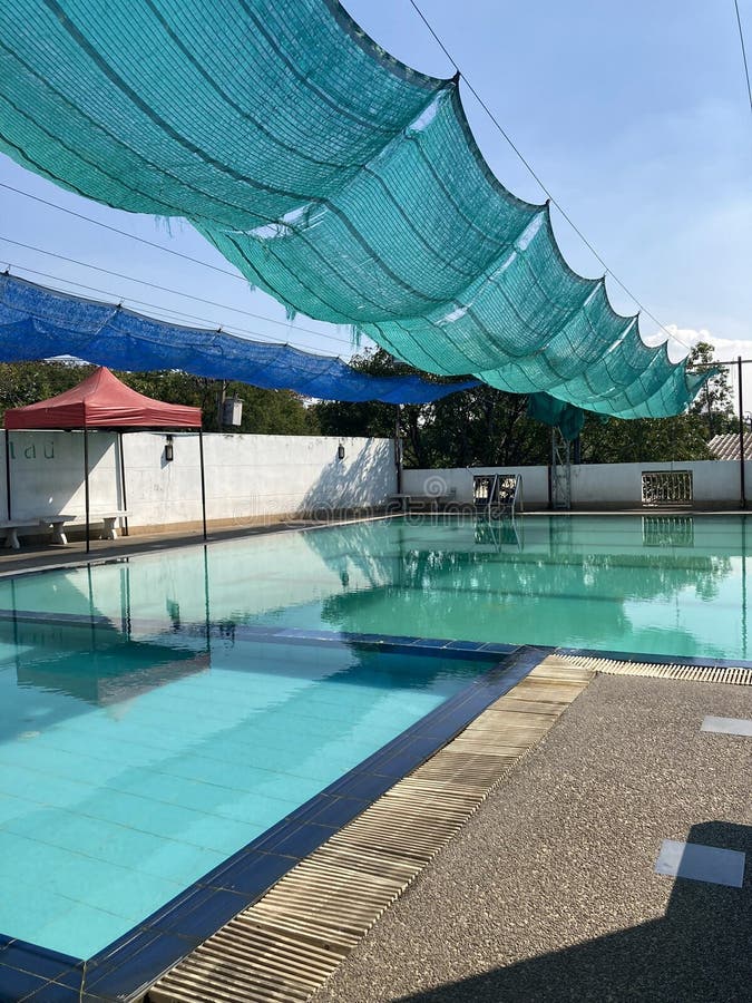 Swimming Pool with Blue Water and Blue Sky Stock Image - Image of ...