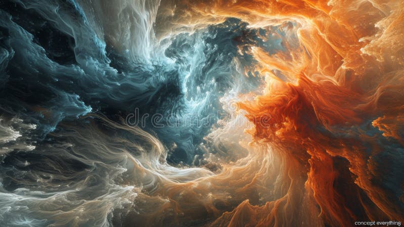 A Close Up of a Swirling Cloud with Orange and Blue Colors, AI Stock ...