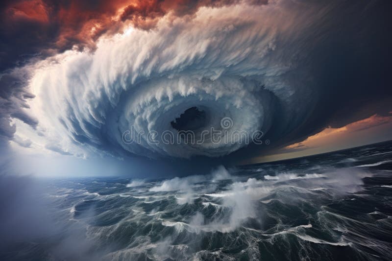 Close-up of a Swirling Storm Cloud with a Visible Calm Center Stock ...