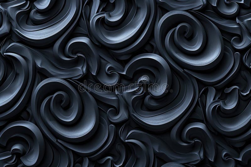 Close Up of Swirly Shapes on a Black Background. Perfect for Graphic ...