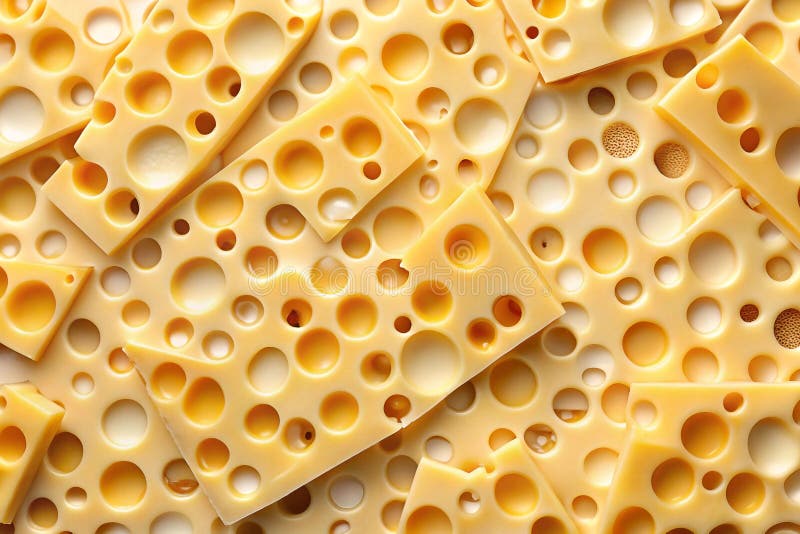 Close-up of Swiss Cheese Slices Stock Illustration - Illustration of ...