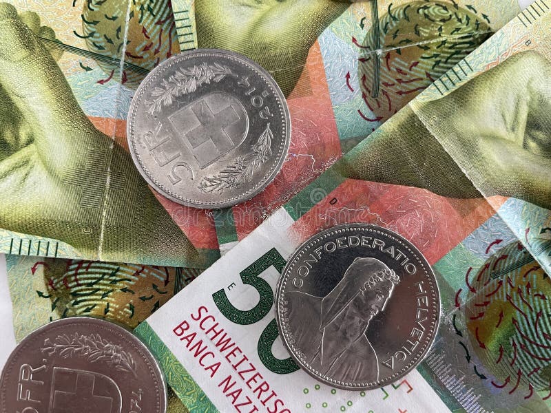 Close-up of Swiss francs stock photo. Image of close - 335857384