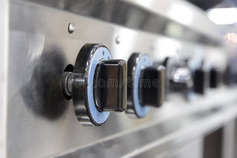 Close Up Switch of Kitchen Burning Gas Cooker Stock Photo - Image of ...