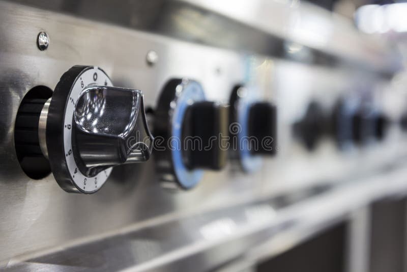 Close Up Switch of Kitchen Burning Gas Cooker Stock Image - Image of ...