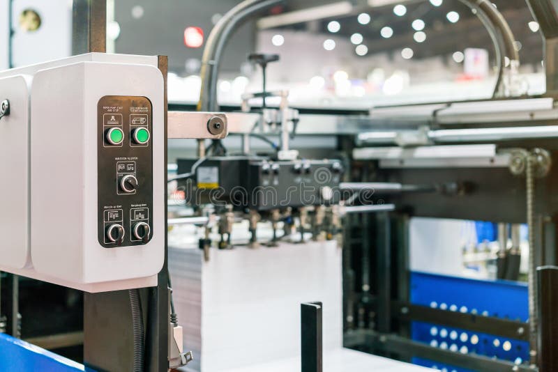 Close Up Switch and Push Button at Control Panel of Modern and High ...