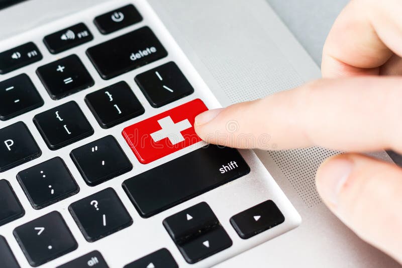 Close Up of Switzerland Flag on Computer Keyboard Stock Photo - Image ...