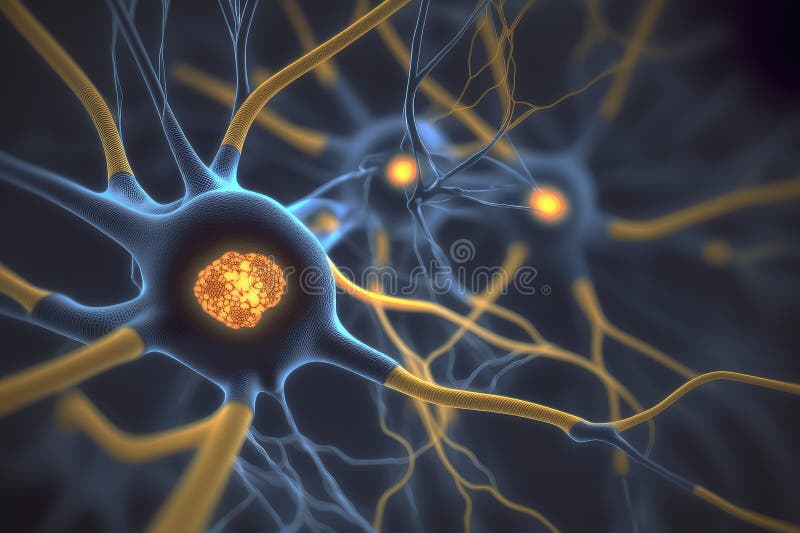 Close-up of Synapses, with Electrical Impulses Jumping between Neurons ...