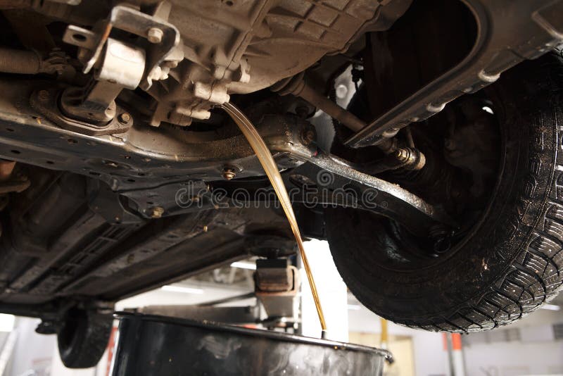 Close-up Synthetic Change Oil Box in Engine Front System Stock Photo ...
