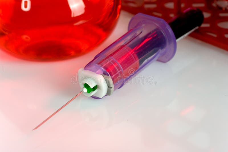Close Up of Syringe with Test Tube Stock Photo - Image of injection ...