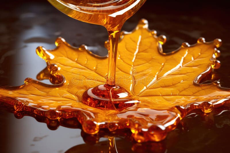 Close-up of Syrup Dripping from a Maple Leaf Stock Illustration ...