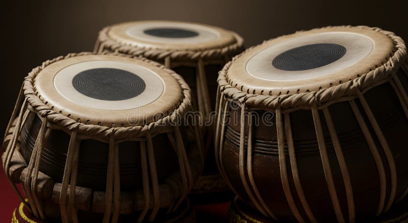 Close-Up of Tabla Drums Under Soft Studio Lighting Stock Illustration ...