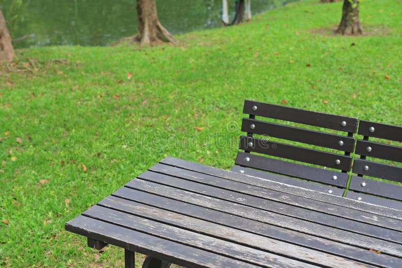 Close-up Table and Chairs in the Public Park. Stock Photo - Image of ...