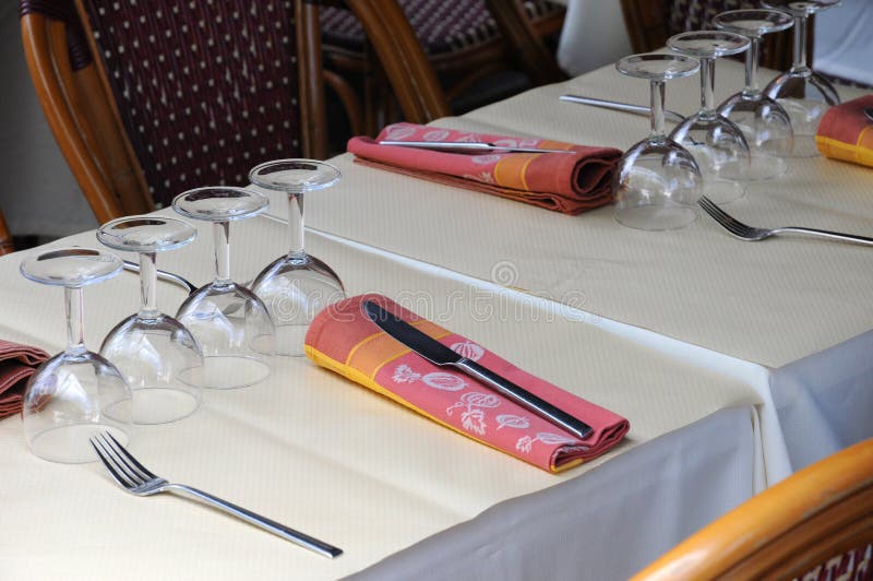 Close Up of a Table in a Restaurant Stock Image - Image of plate ...