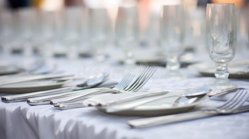 A Close Up of a Table with Silverware on it Stock Image - Image of ...