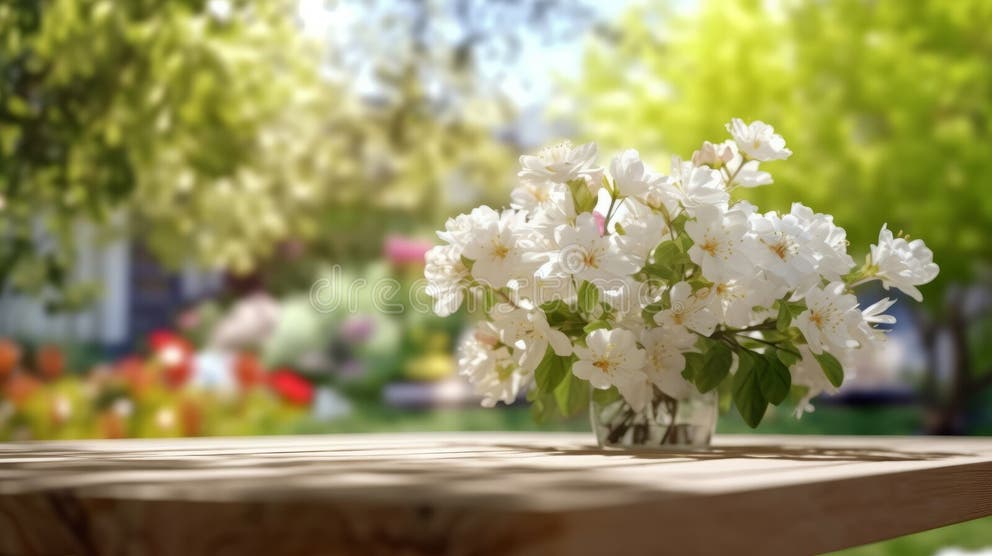 Close-up Table in a Spring Setting. Generative AI Stock Image - Image ...