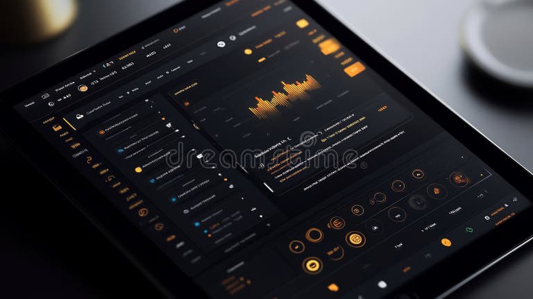 Close Up of a Tablet Displaying a Complex User Interface with Data ...