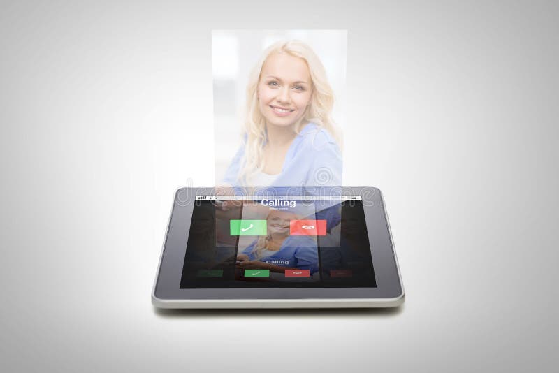 Close Up of Tablet Pc Computer with Incoming Call Stock Illustration ...