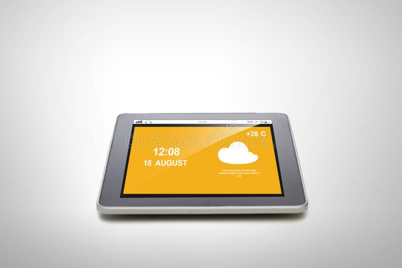 Close Up of Tablet Pc with Summer Hot Weather Cast Stock Illustration ...