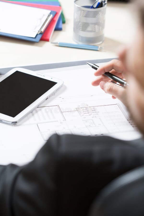 Close- Up of Tablet and Project Stock Photo - Image of person ...