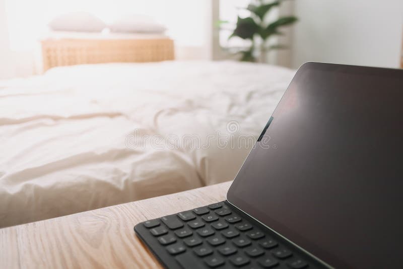 Close Up of Tablet in a Room. Concept of Work from Home. Stock Image ...