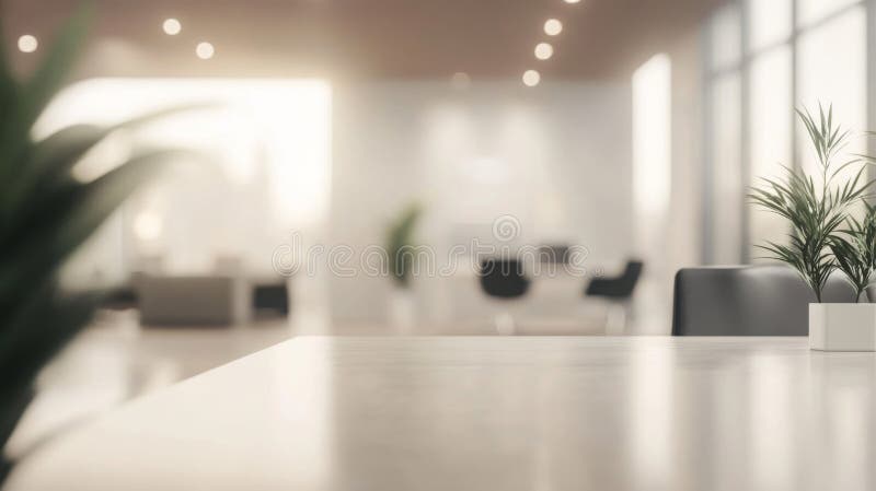 Close-up of a Tabletop in a Modern Office Interior with Blurred ...
