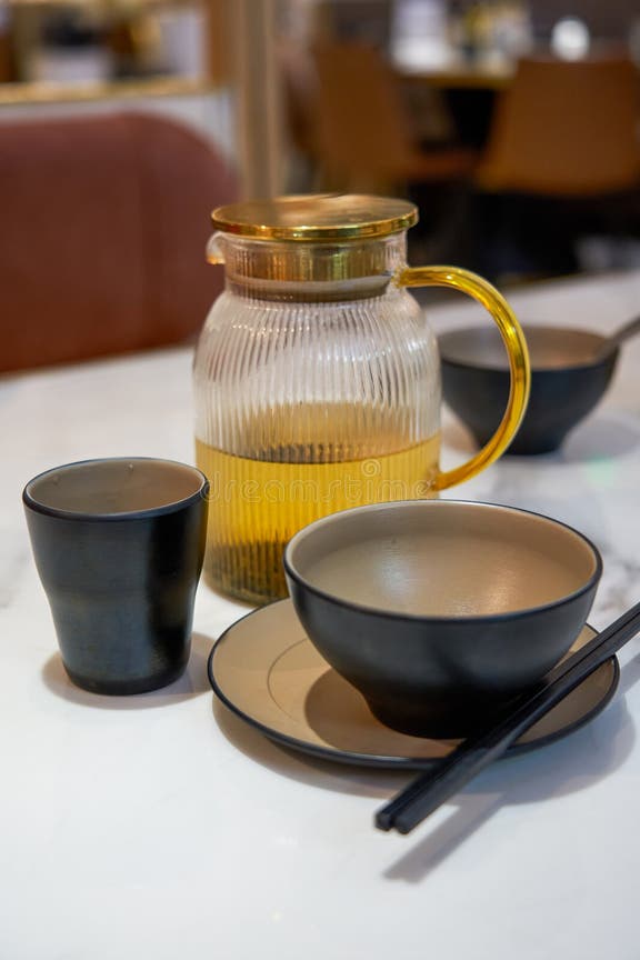 Close-up of Tableware Teapots for Diners in a Restaurant Stock Photo ...