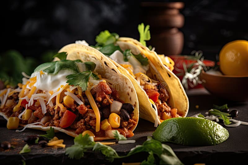 Close-up of Taco, with Warm Fillings Spilling Out Stock Illustration ...