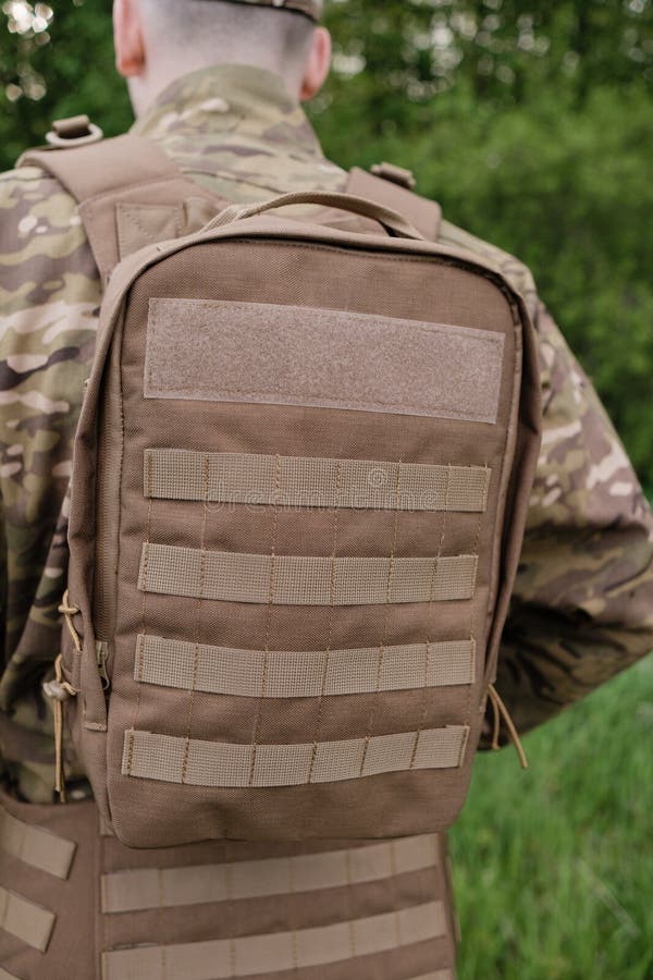 Close-up of Tactical Backpack Details on Soldier Stock Photo - Image of ...