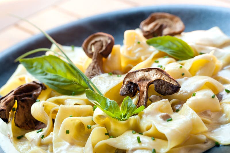 Close Up of Taggliatelle with Funghi Porcini. Stock Photo - Image of ...