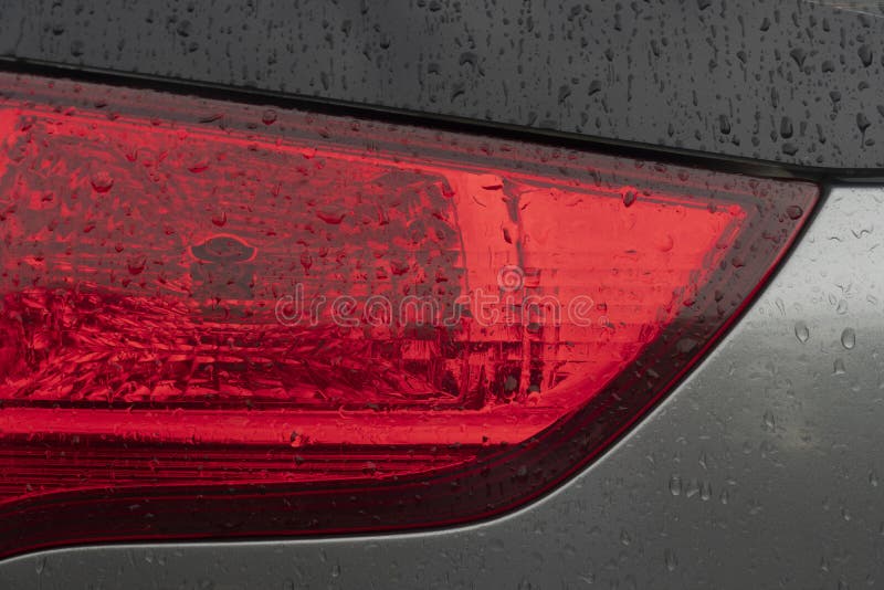 Close Up Tail Light Red Color. Car Gray Color Stock Image - Image of ...