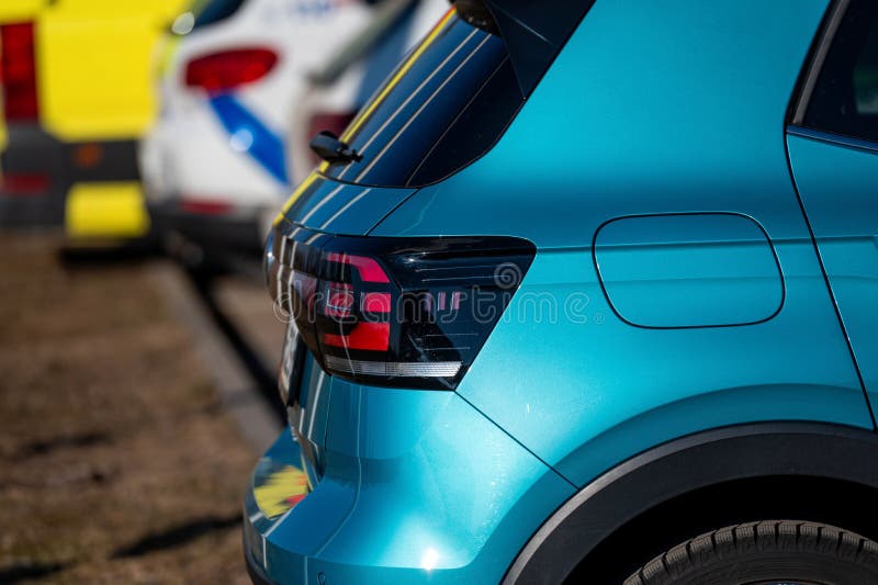 Close Up of Tail Lights of Cars Standing in a Row, Aelective Focus ...