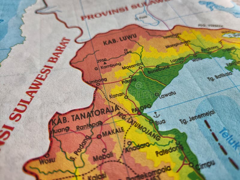 Mamuju Regency Map and Major Cities Around it on Physical Map Stock ...