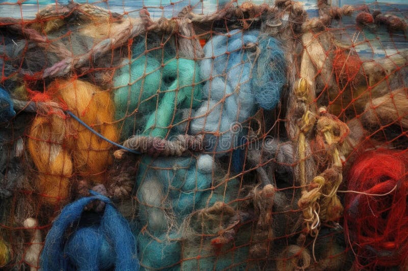 Close-up of Tangled Fishing Nets on a Pier Stock Illustration ...