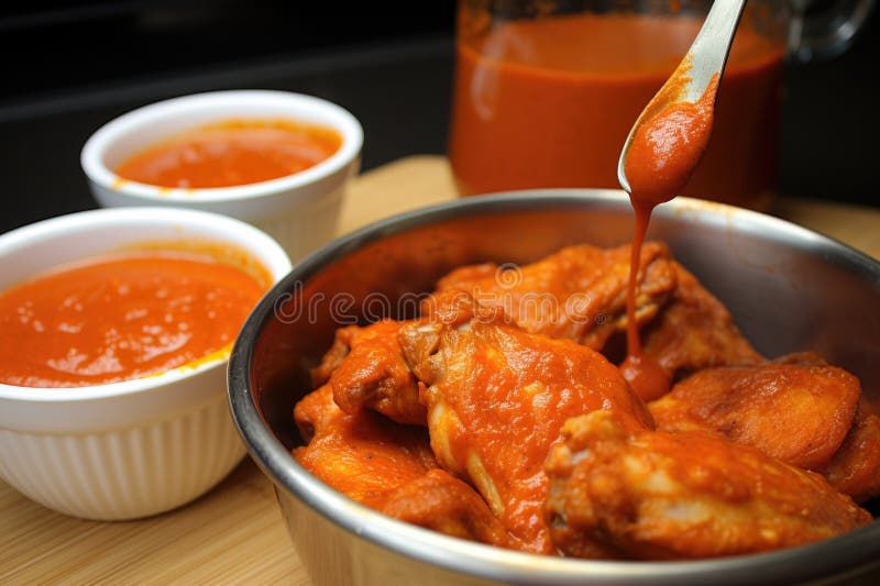 Close-up of Tangy Buffalo Wing Sauce Stock Image - Image of wings ...