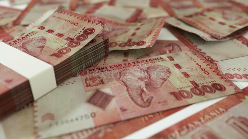 Close Up of 10000 Tanzanian Shilling Notes Spread on Table. Money ...