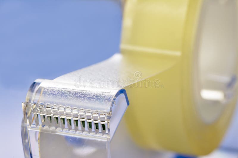 Close Up of a Tape of a Tape Dispenser Stock Photo - Image of blue ...