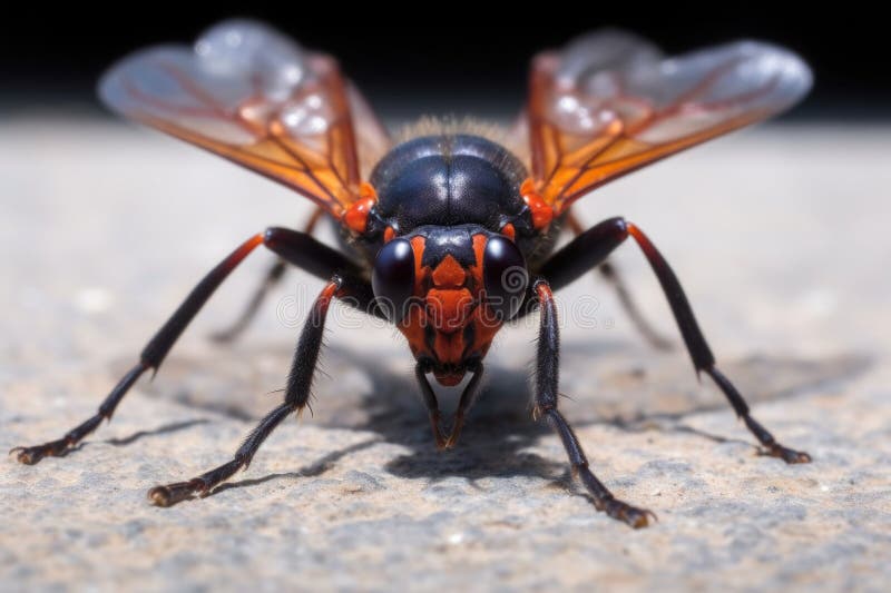 Close-up of Tarantula Hawk Wasp Wings Spread Stock Illustration ...