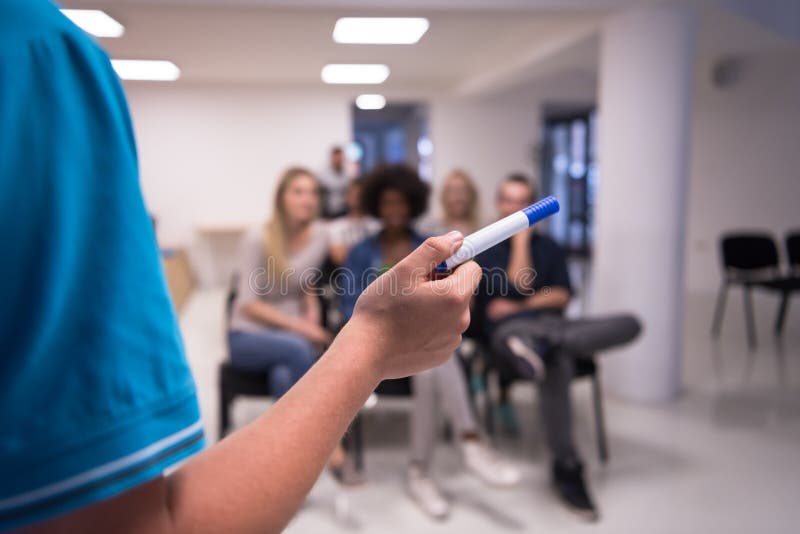 Close Up of Teacher Hand with Marker Stock Photo - Image of back ...