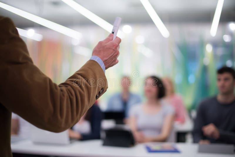 Close Up of Teacher Hand while Teaching in Classroom Stock Image ...