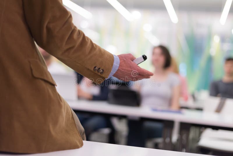 Close Up of Teacher Hand while Teaching in Classroom Stock Image ...