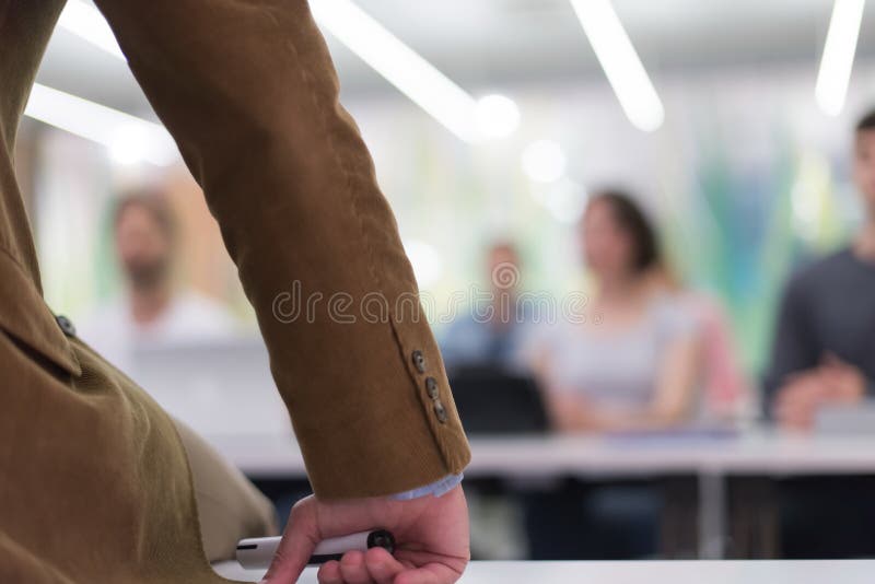 Close Up of Teacher Hand while Teaching in Classroom Stock Image ...