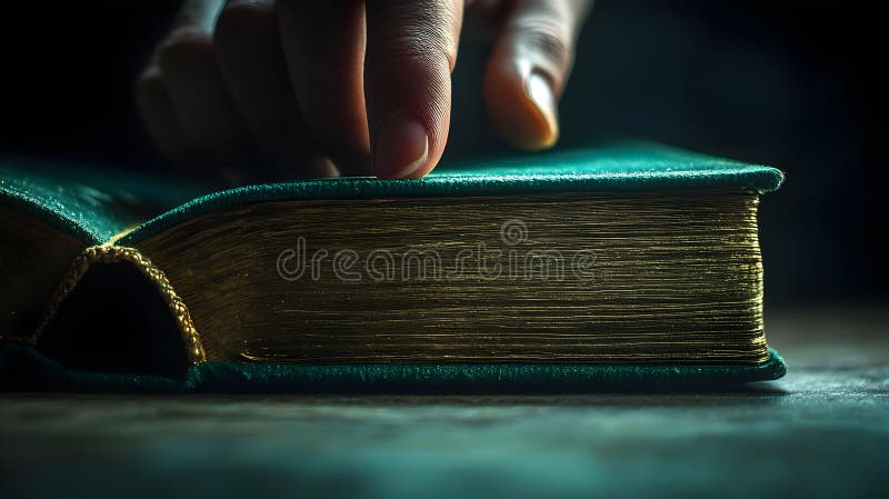 Close-up Teal Book Illustration: Gilded Pages, Knowledge Stock ...
