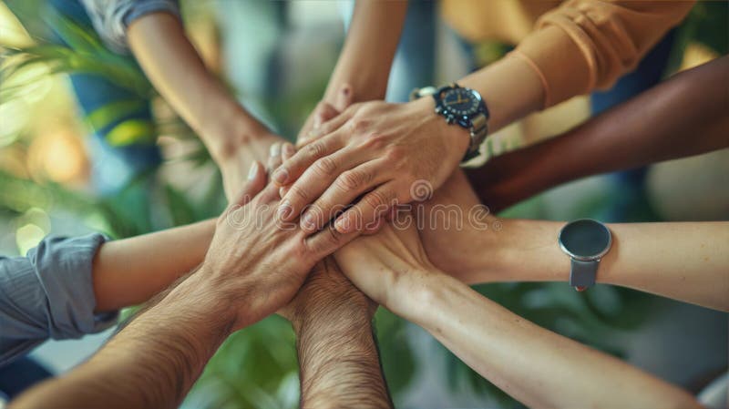 Close-up of Team Members Stacking Hands in Unity. Stock Photo - Image ...