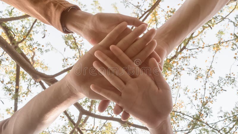 Close Up Teamwork Stacking Hand Concept. Stock Image - Image of ...