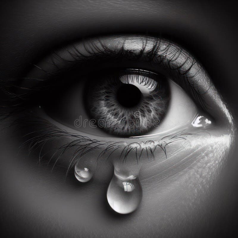 Close-up Tear Under the Eye. Stock Illustration - Illustration of pain ...