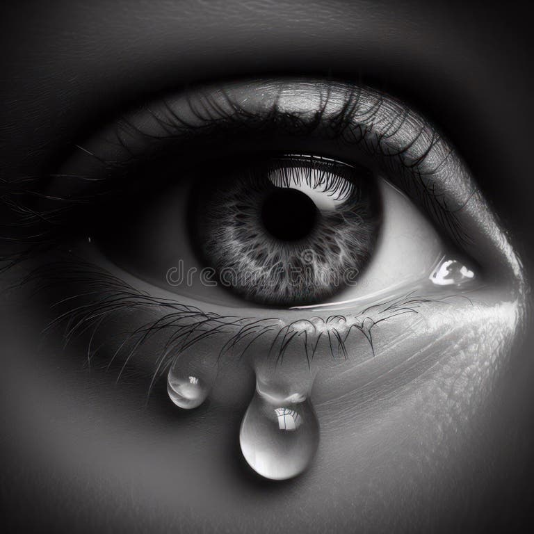 Close-up Tear Under the Eye. Stock Illustration - Illustration of pain ...